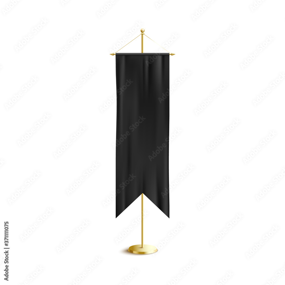 Isolated black medieval banner - blank luxury template with realistic ...