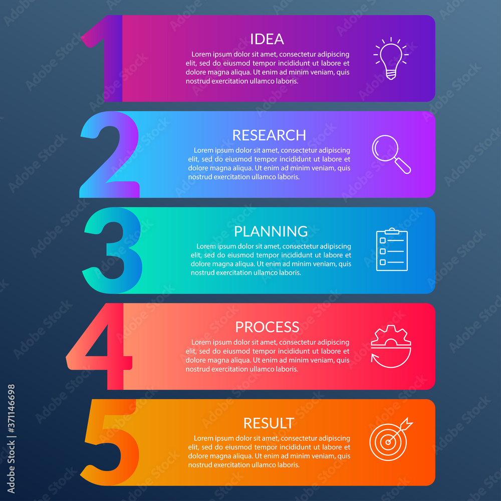 5 steps info graphic with business icons and copy space. Infographics ...