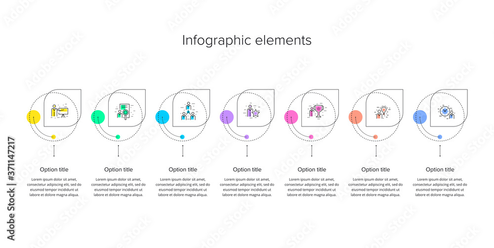 Business process chart infographics with 7 step circles. Circular ...