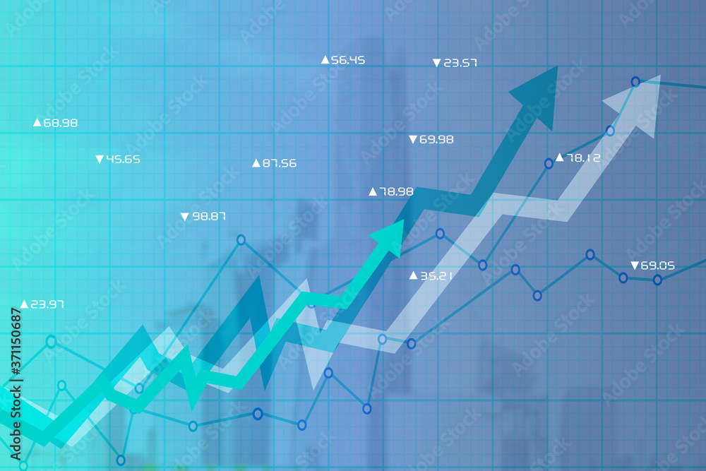 Stock market digital graph chart on LED display concept. A large ...