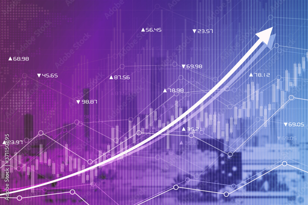 Stock market digital graph chart on LED display concept. A large ...