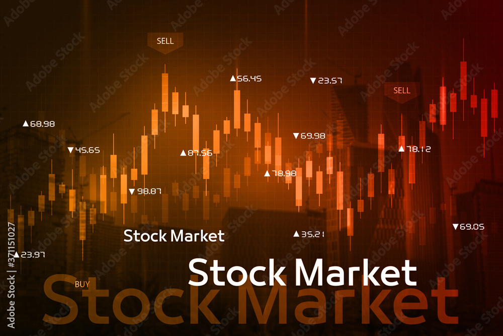 Stock market digital graph chart on LED display concept. A large ...