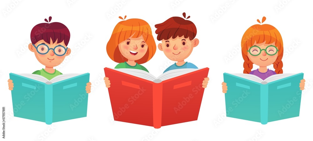 Clipart Boy And Girl Reading
