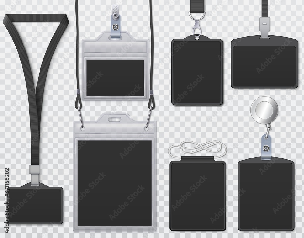 Black ID cards badges. Template identity business badge for name, card ...