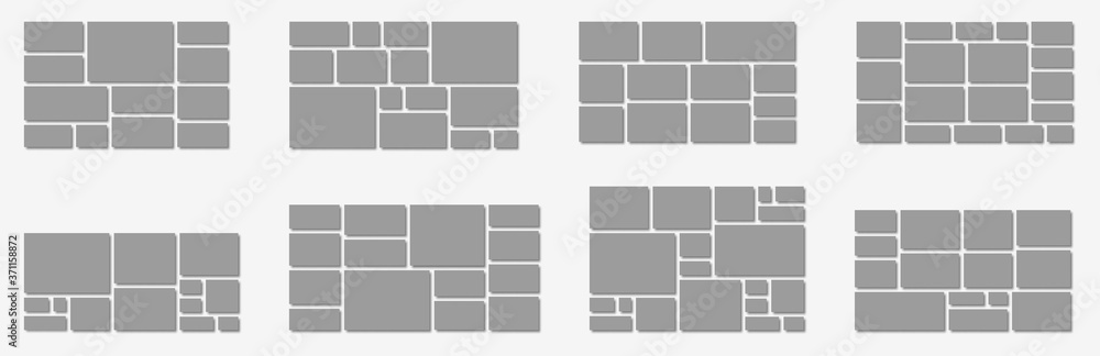 Horizontal photo collage layout. Frames photo parts, picture or ...