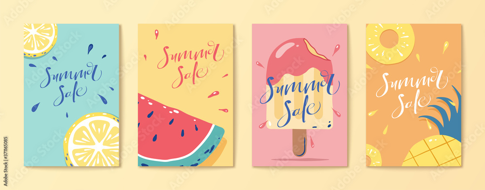 Fruit and popsicle flyer set Stock Vector | Adobe Stock