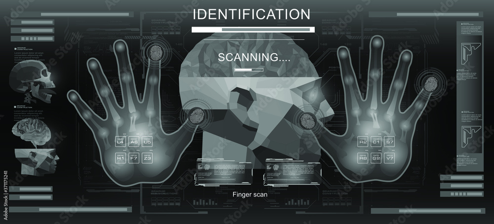 Biometric Identification or Recognition System of Person. Holographic ...