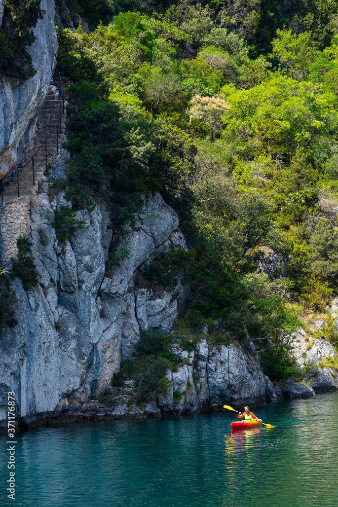 Kayaking, Quinson Lake, Gorges du Verdon Natural Park, Alpes Haute ...