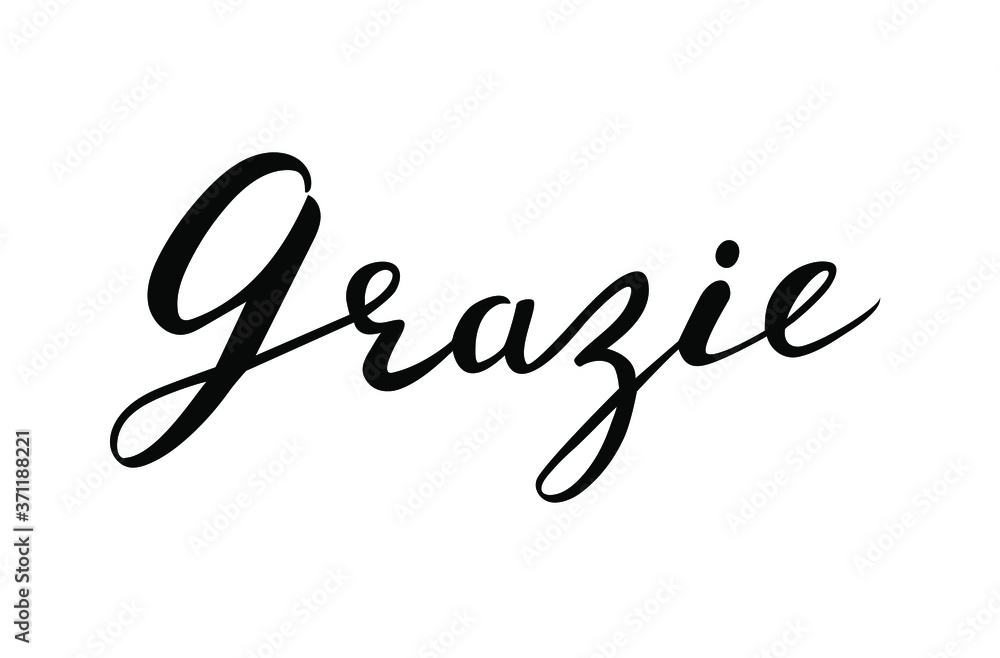 Grazie - Thank you in Italian language hand lettering vector Stock ...