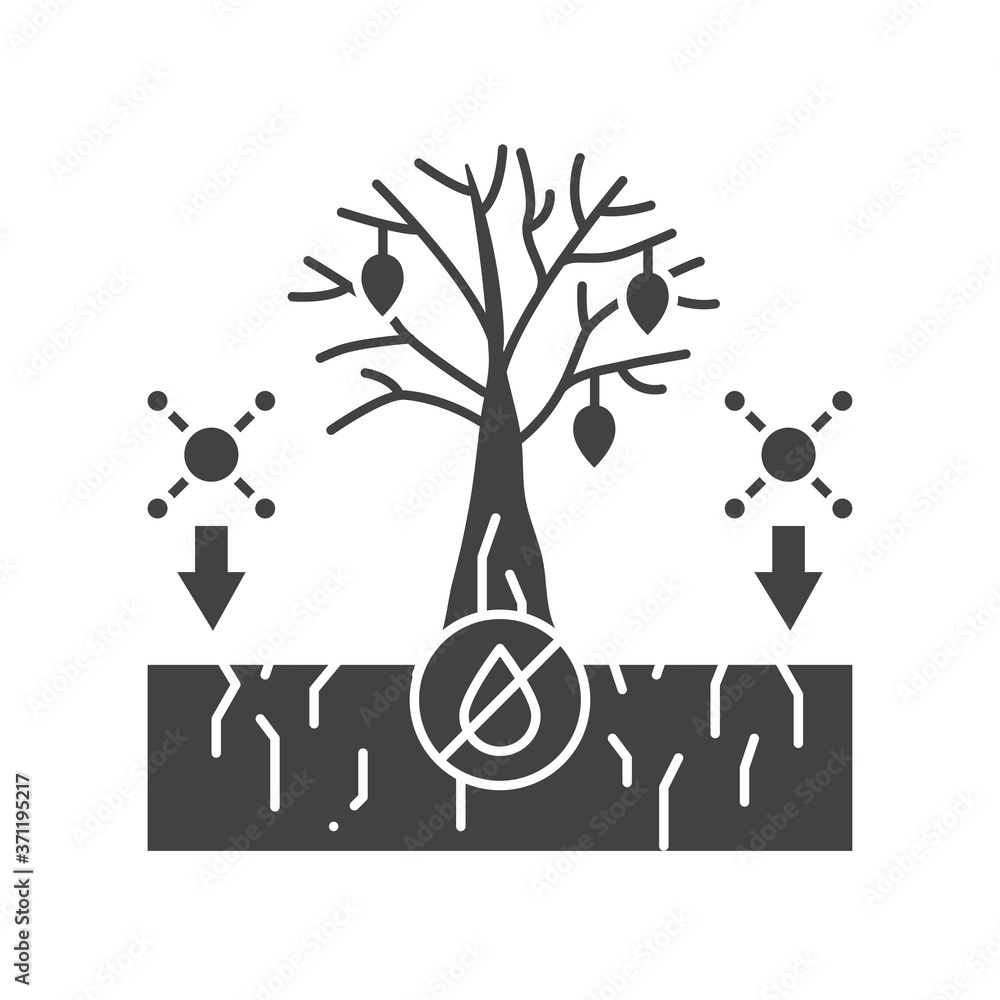 Soil pollution black glyph icon. Environmental problems. Sign for web ...