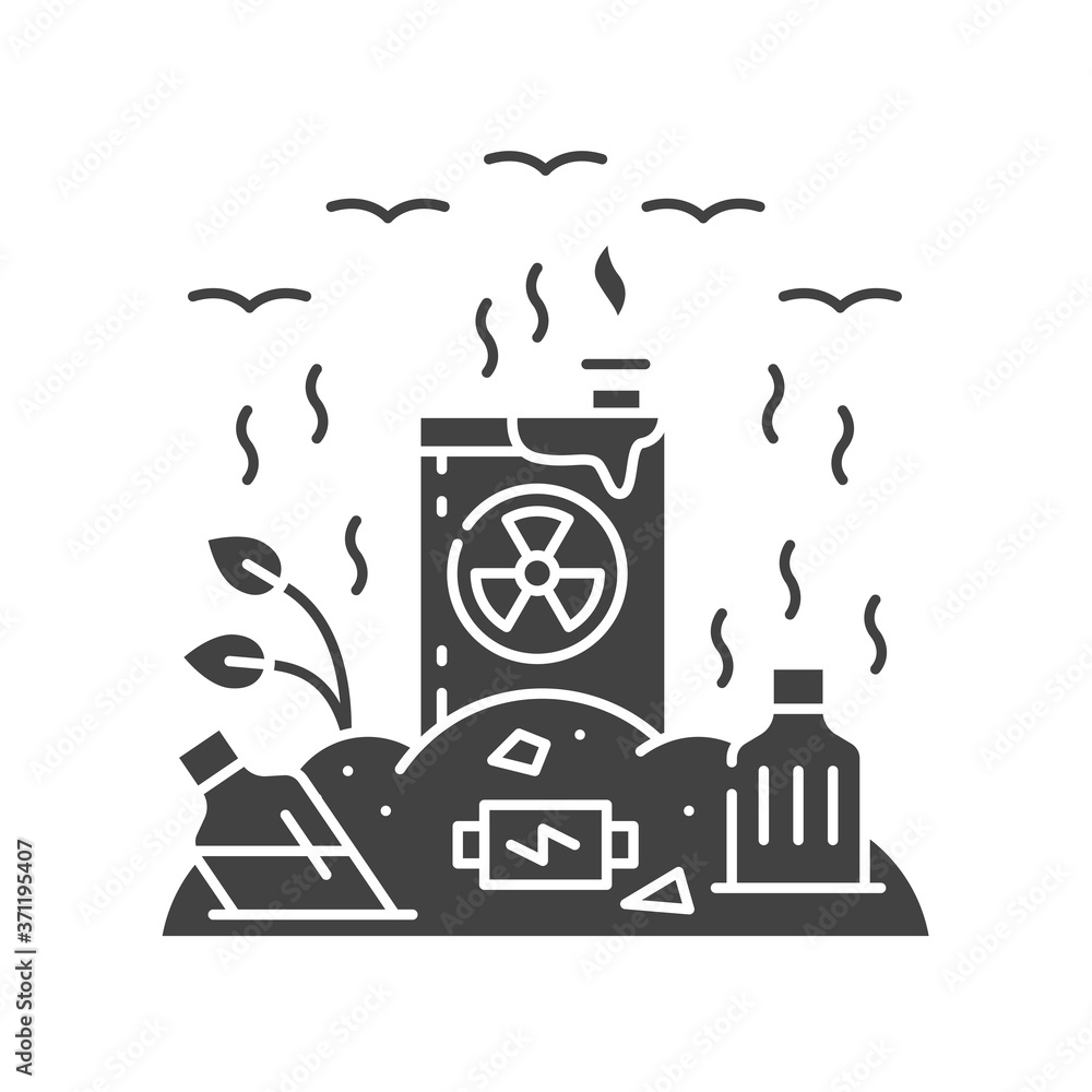 Land degradation black glyph icon. Ecological disaster. Sign for web ...