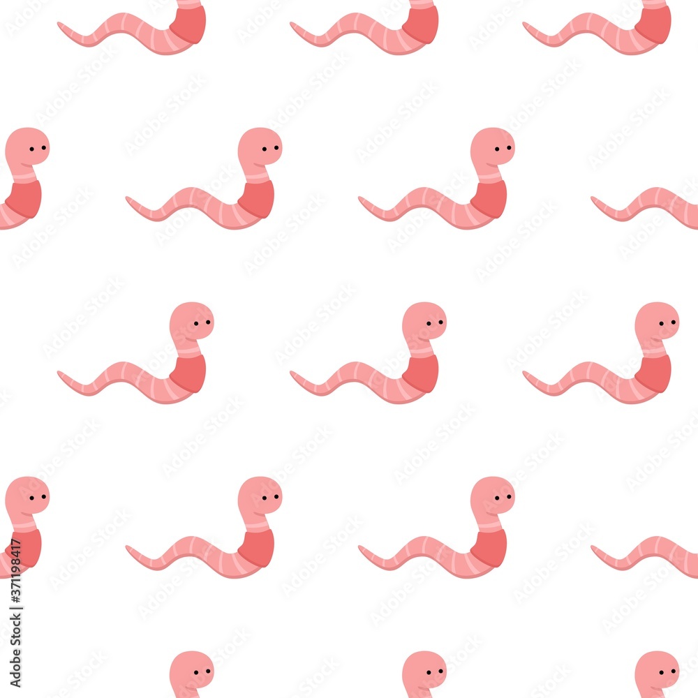 Vector Animal Earth Red Worms Seamless Pattern on White Background Cute ...
