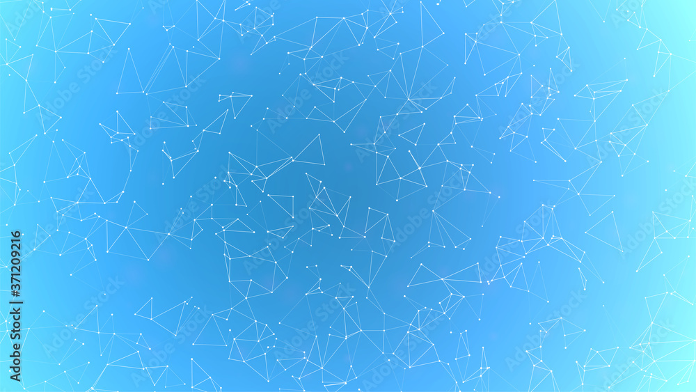Plexus background. Blue polygon vector backdrop. Dots connected with ...