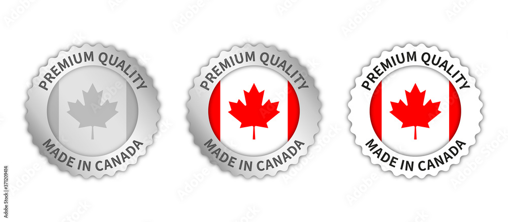 Set of 3 "Made in Canada" vector icons. Illustration with transparent ...