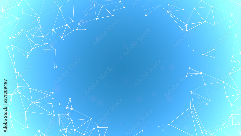 Plexus background. Blue polygon vector backdrop. Dots connected with ...