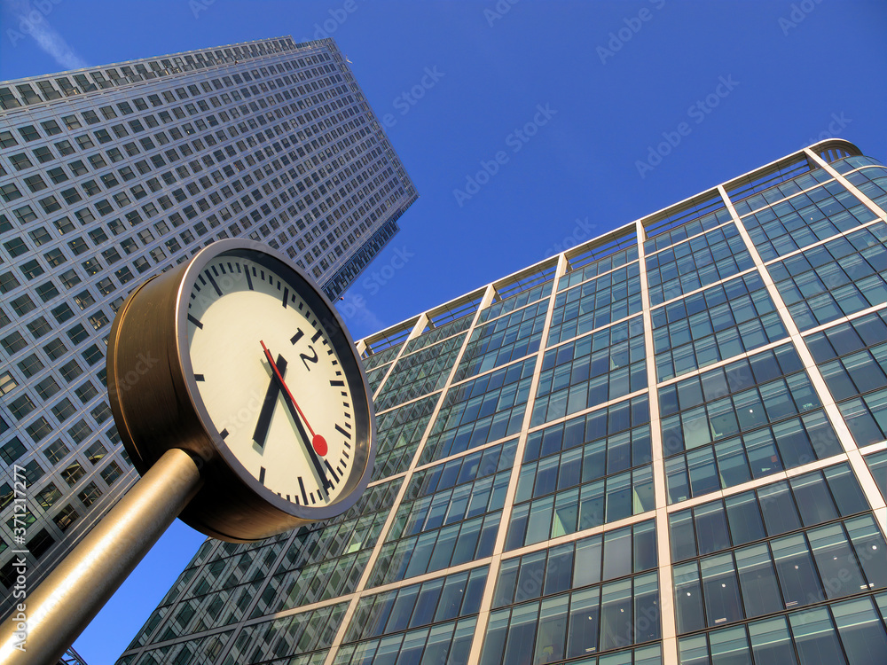 London, United Kingdom – Sep 26, 2009: Time is Money clock in front of ...
