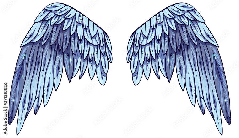 beautiful magic light blue angel wings, vector Stock Vector | Adobe Stock