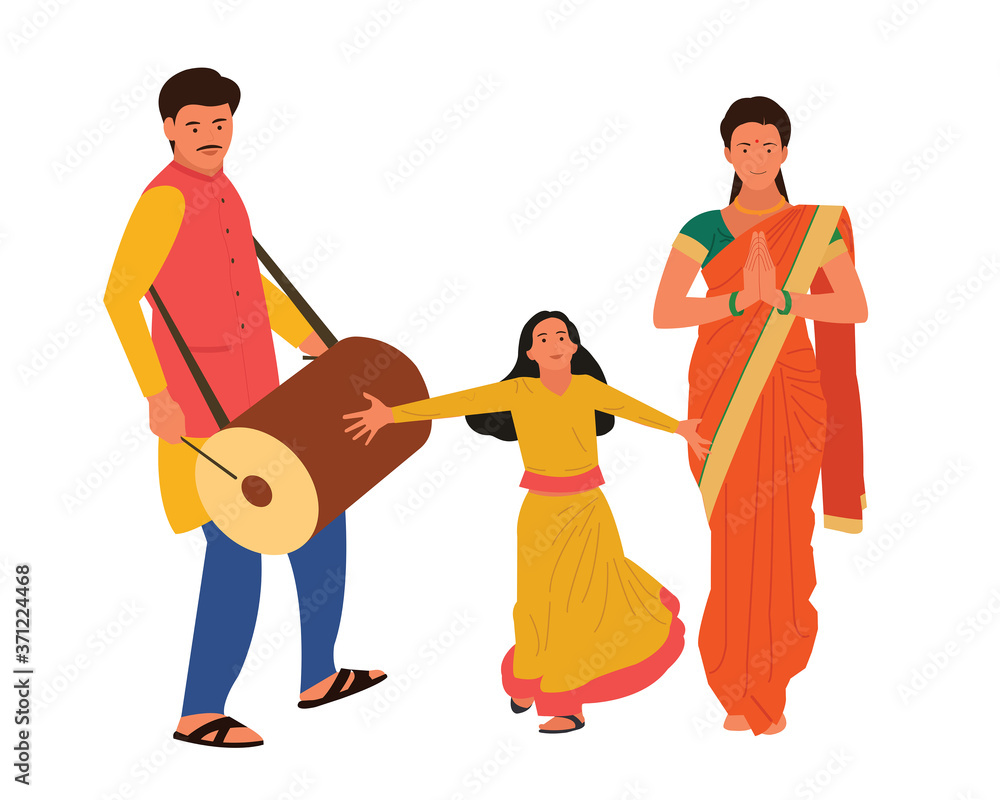 Indian Festive Family Vector Isolated, Indian Family vector, Indian ...