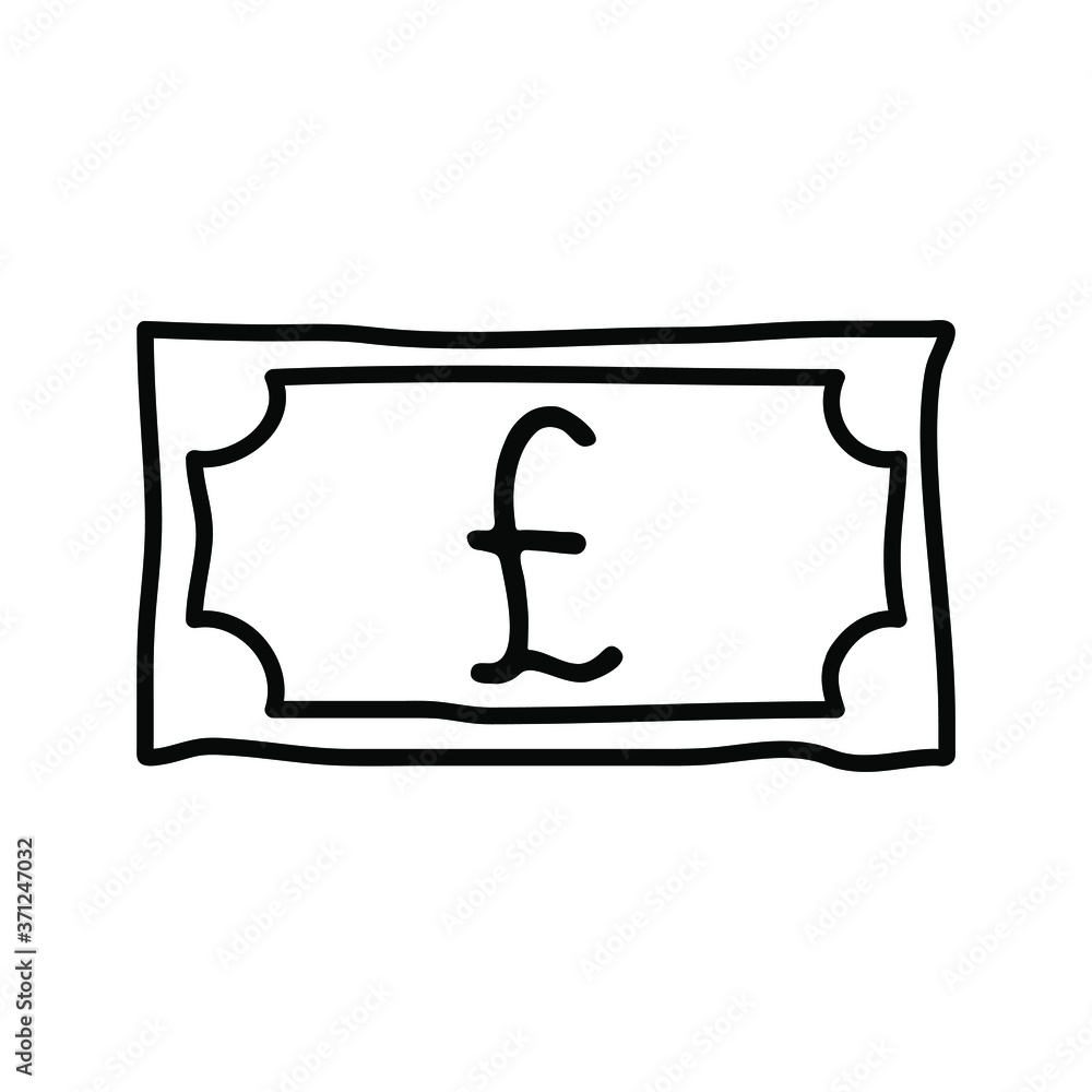Pound sterling coin money logo icon sign emblem symbol Hand drawn ...