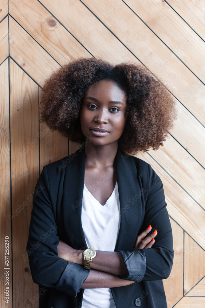 Corporate business style of young beautiful black african american ...