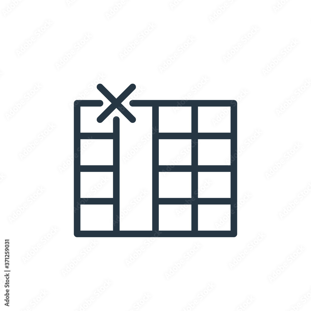 delete column icon vector from spreadsheet concept. Thin line ...