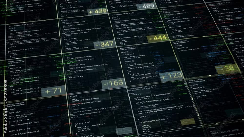 Video Stock Computer codes in cells with numbers on black background ...