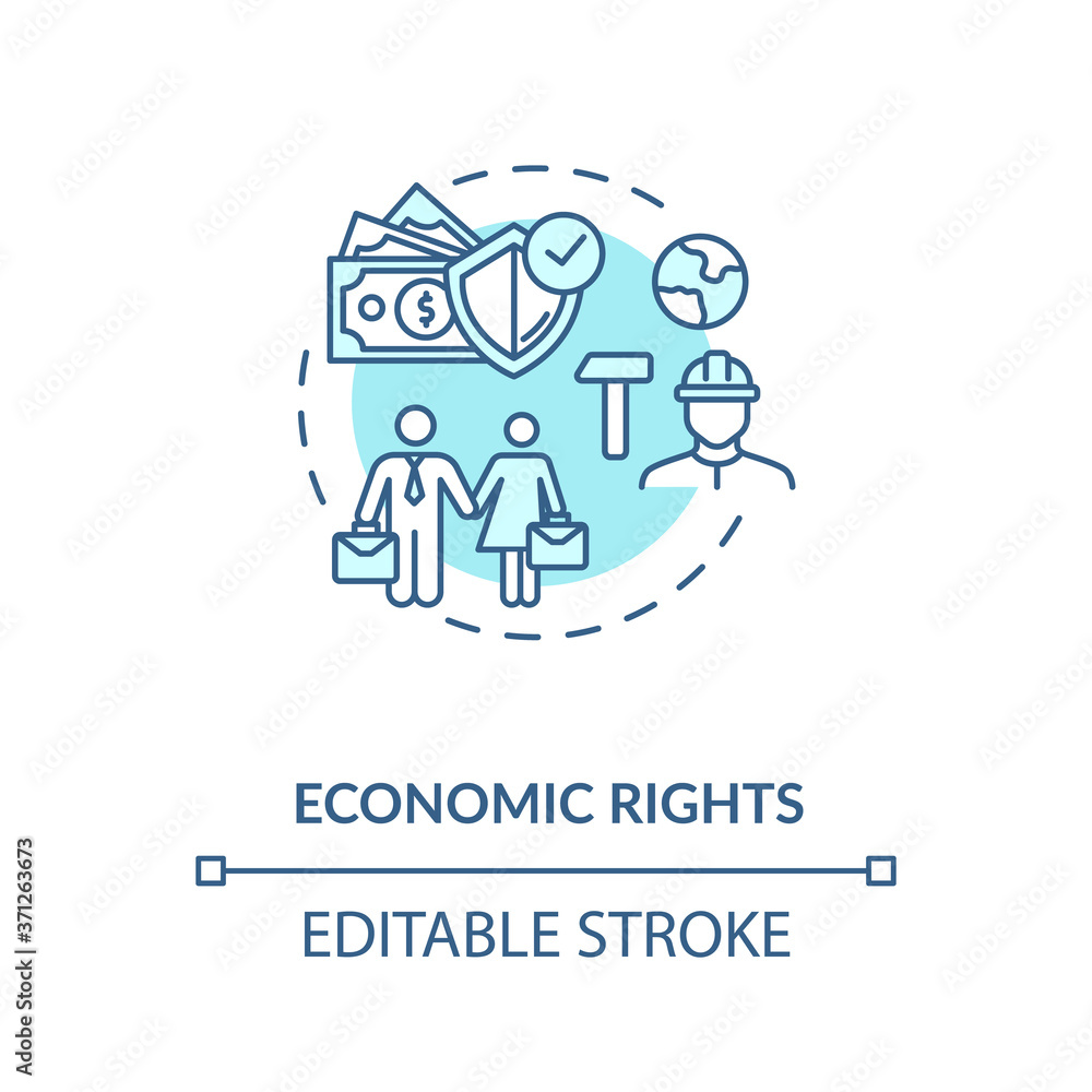 Economic rights concept icon. Socio economic human rights idea thin ...