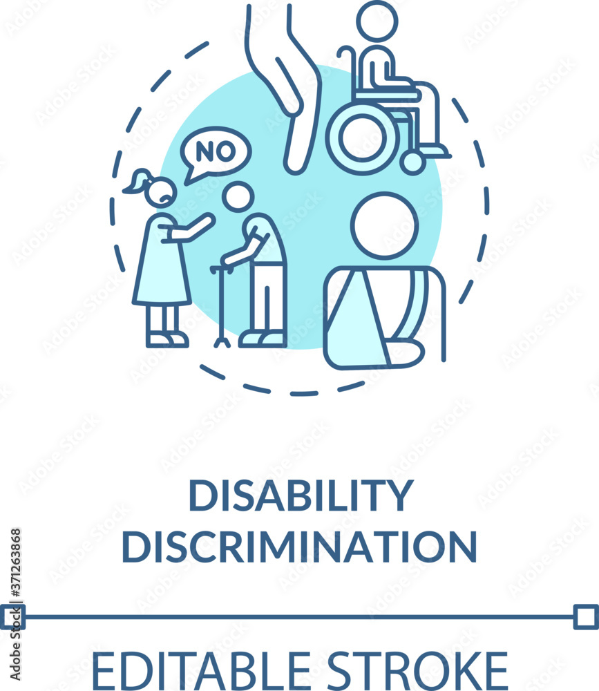 Disability discrimination concept icon. Disabled people prejudice idea ...