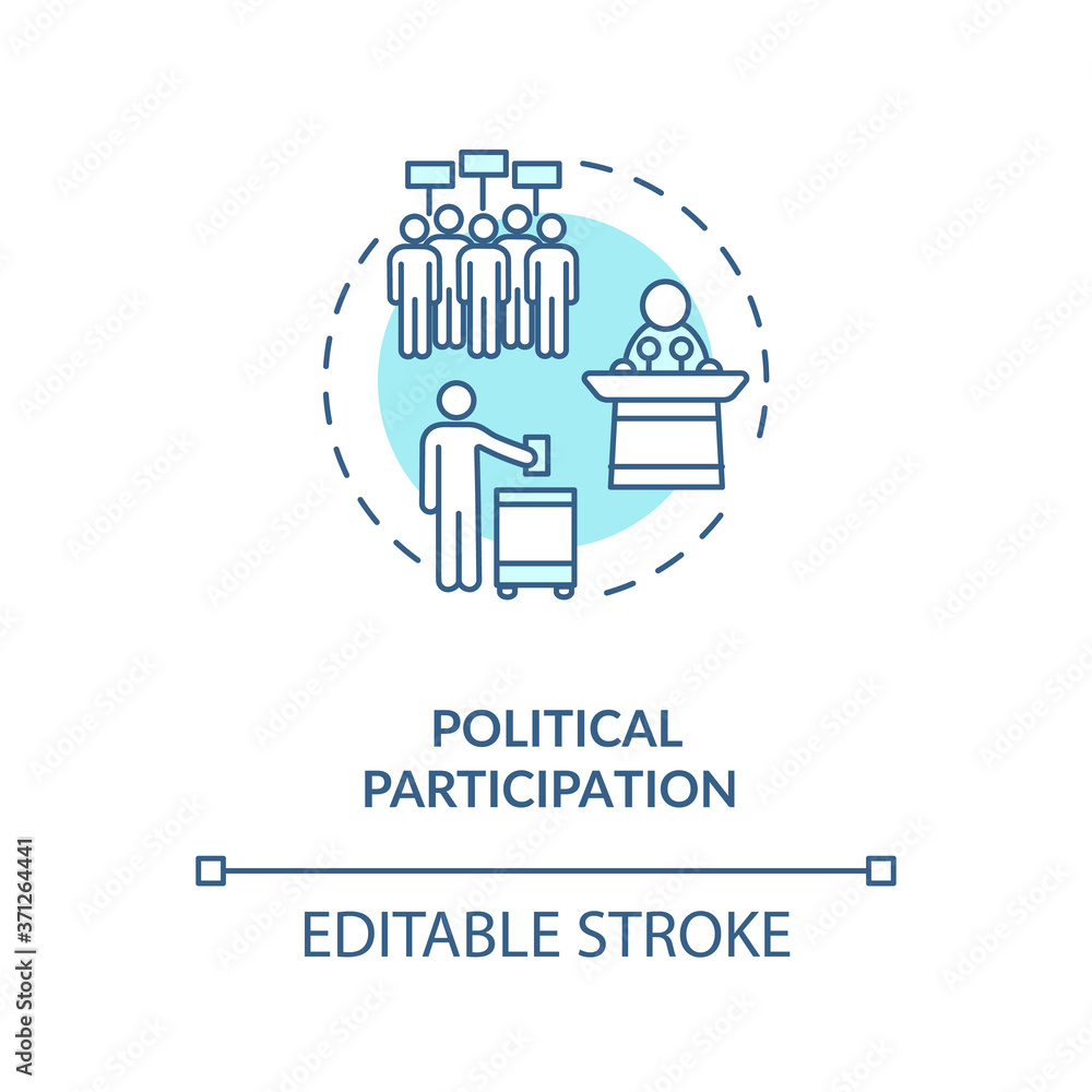 Political participation concept icon. Political involvement idea thin ...