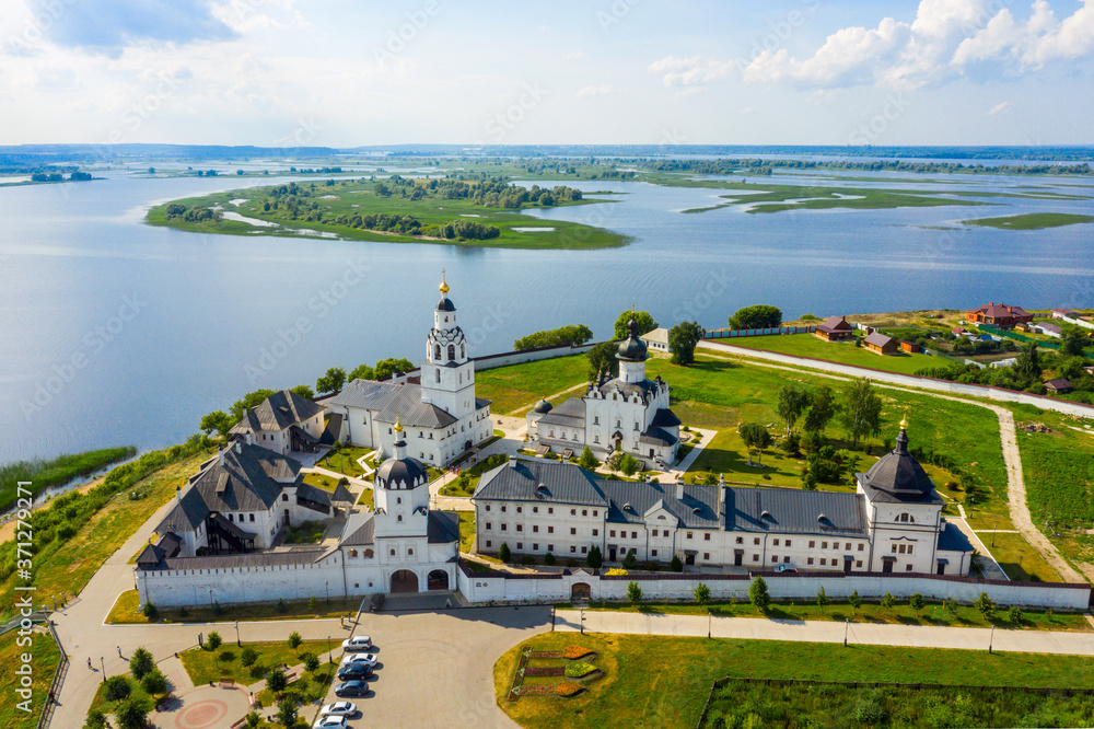 Beautiful panoramic view of the old Russian city Sviyazhsk from above ...