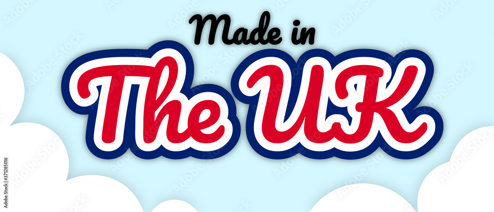 Bold stroke text style "Made in the UK" vector illustration. Text in ...