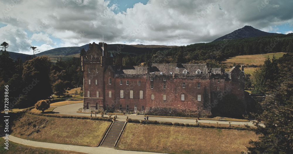 Scotland's Brodick Castle aerial front shot: heritage of Scottish ...