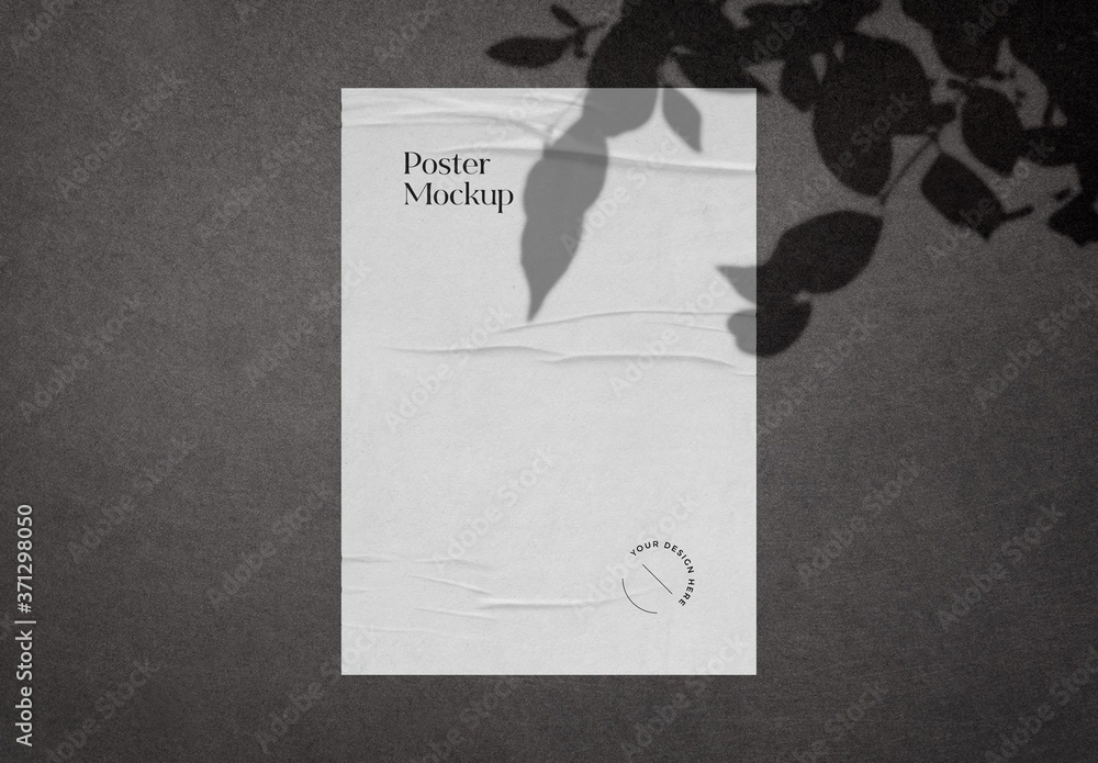 Shadow Overlay Glued Poster Mockup Stock Template | Adobe Stock