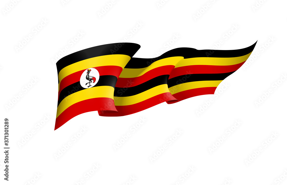 Uganda flag state symbol isolated on background national banner ...
