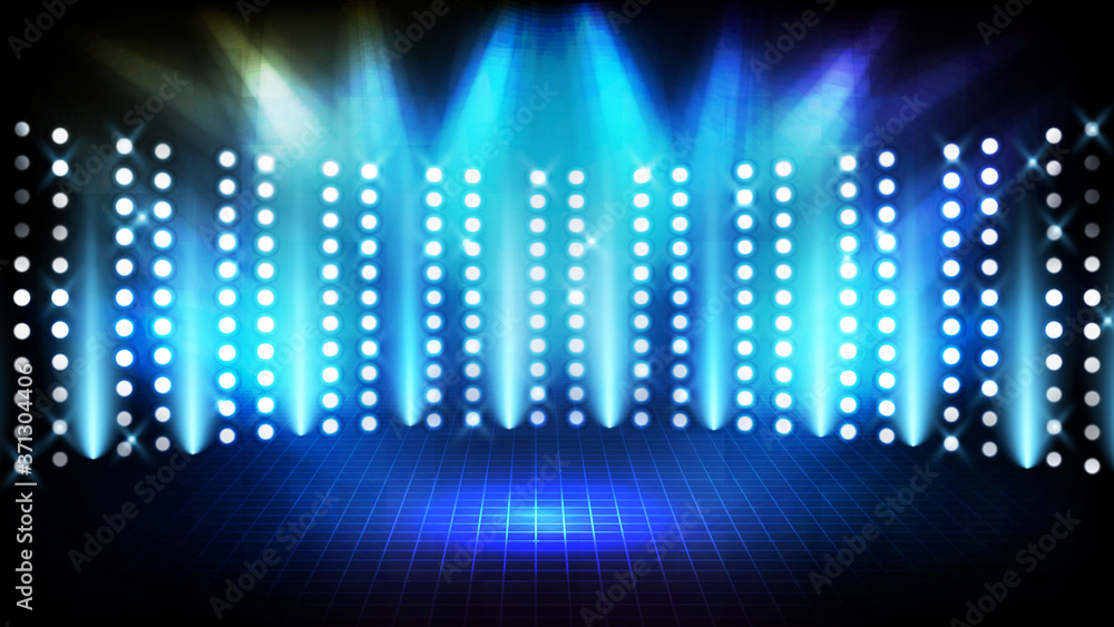 abstract futuristic background of blue empty stage Stairs covered with ...