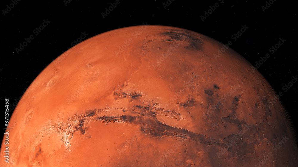 The northern hemisphere of planet Mars. Photo realistic 3D render ...