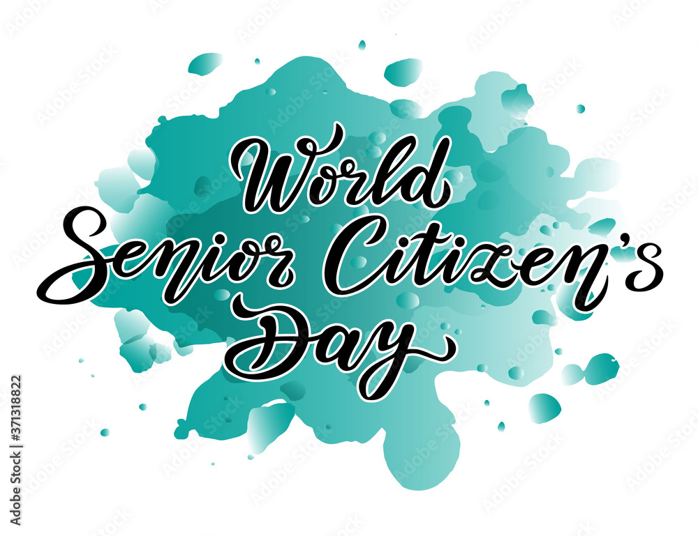 world senior citizens day. lettering text design. black color ...