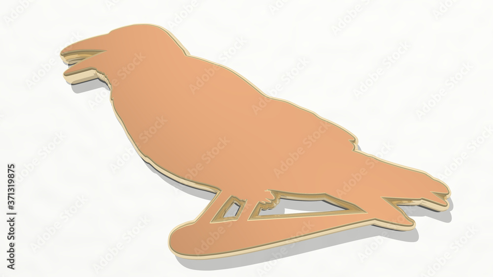 Poster CROW 3D drawing icon - 3D illustration for bird and black – Wall ...