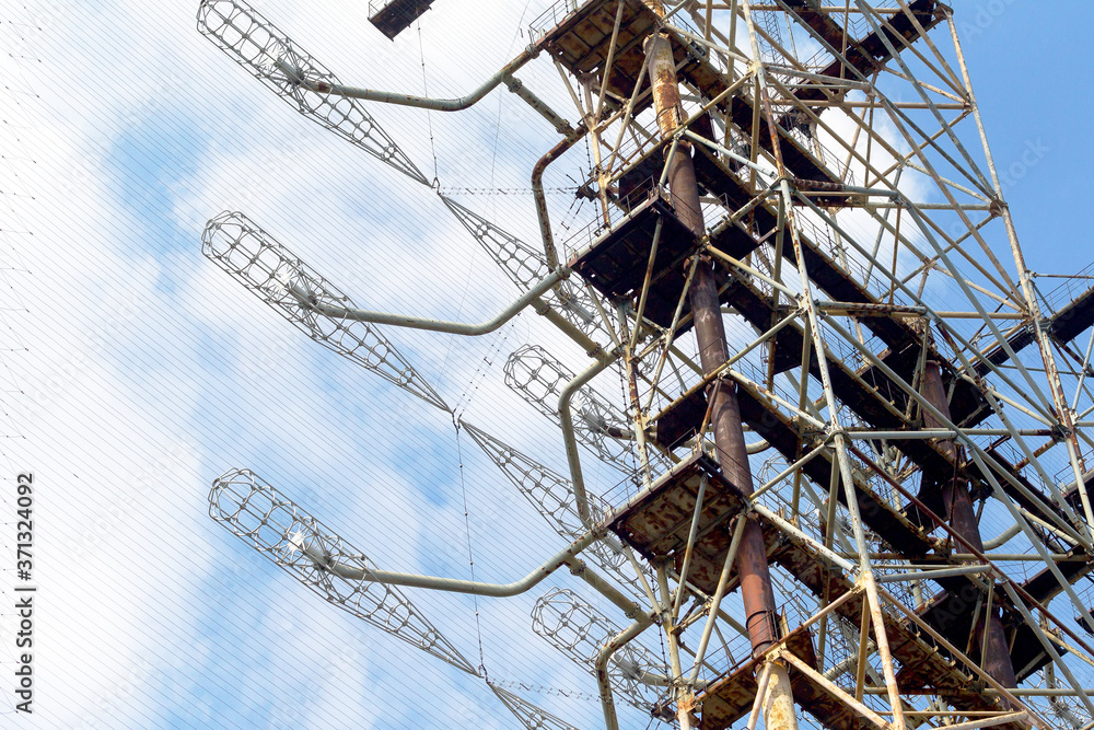 Large antenna field. Soviet radar system "Duga" at Chernobyl nuclear ...