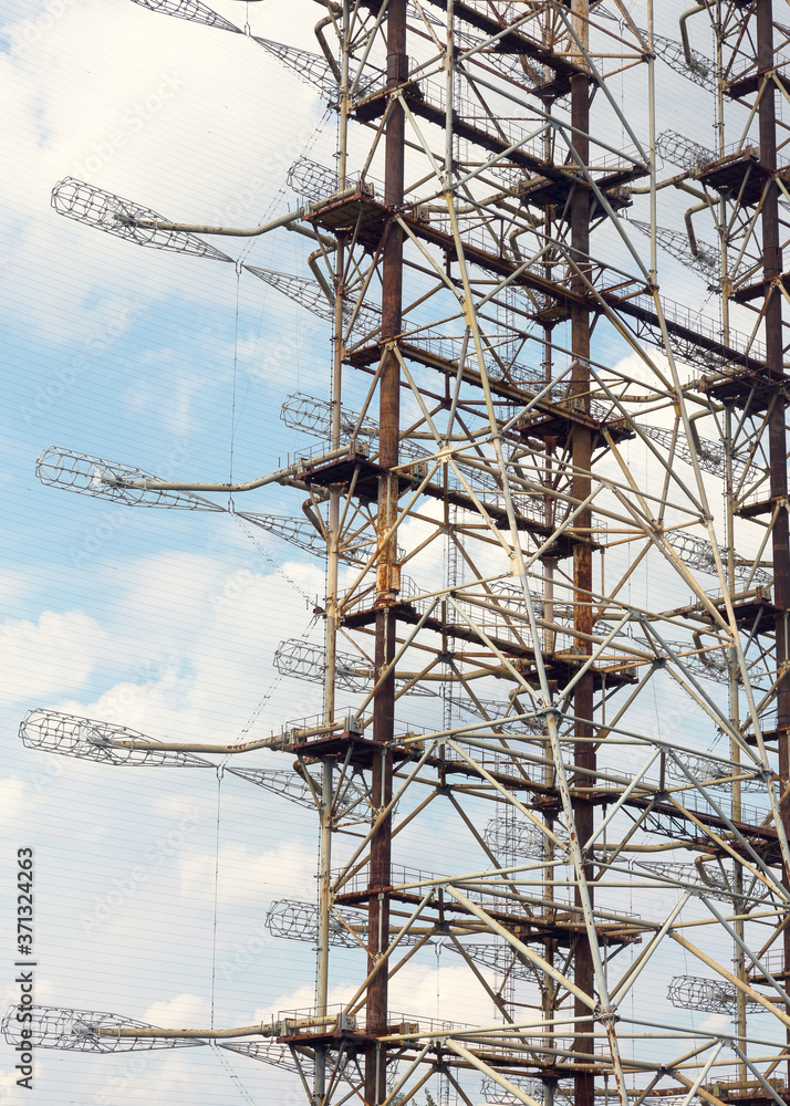 Large antenna field. Soviet radar system "Duga" at Chernobyl nuclear ...
