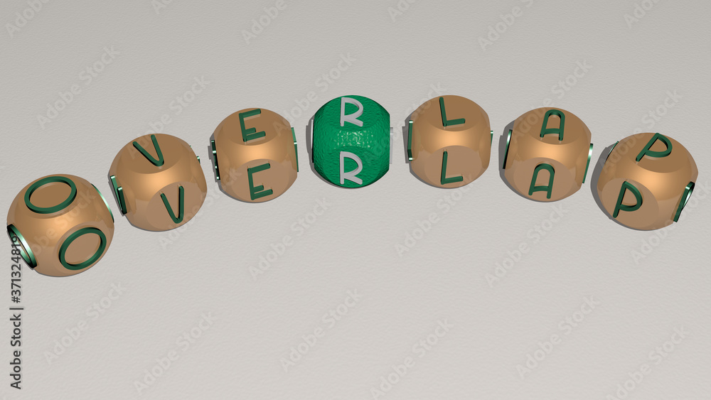 overlap curved text of cubic dice letters - 3D illustration for ...