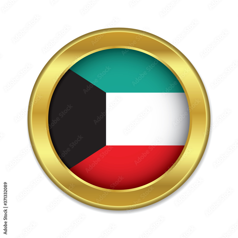Vecteur Stock Simple bright round Kuwait golden badge icon with ...