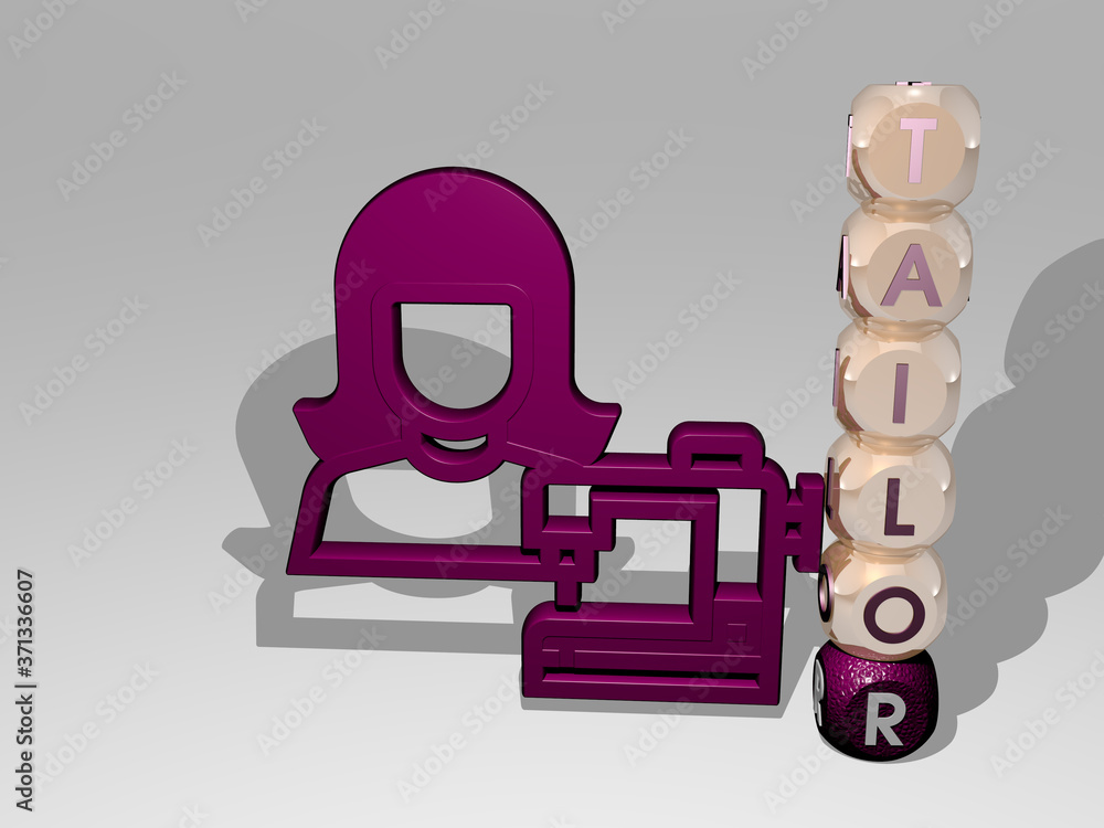 tailor 3D icon beside the vertical text of individual letters - 3D ...
