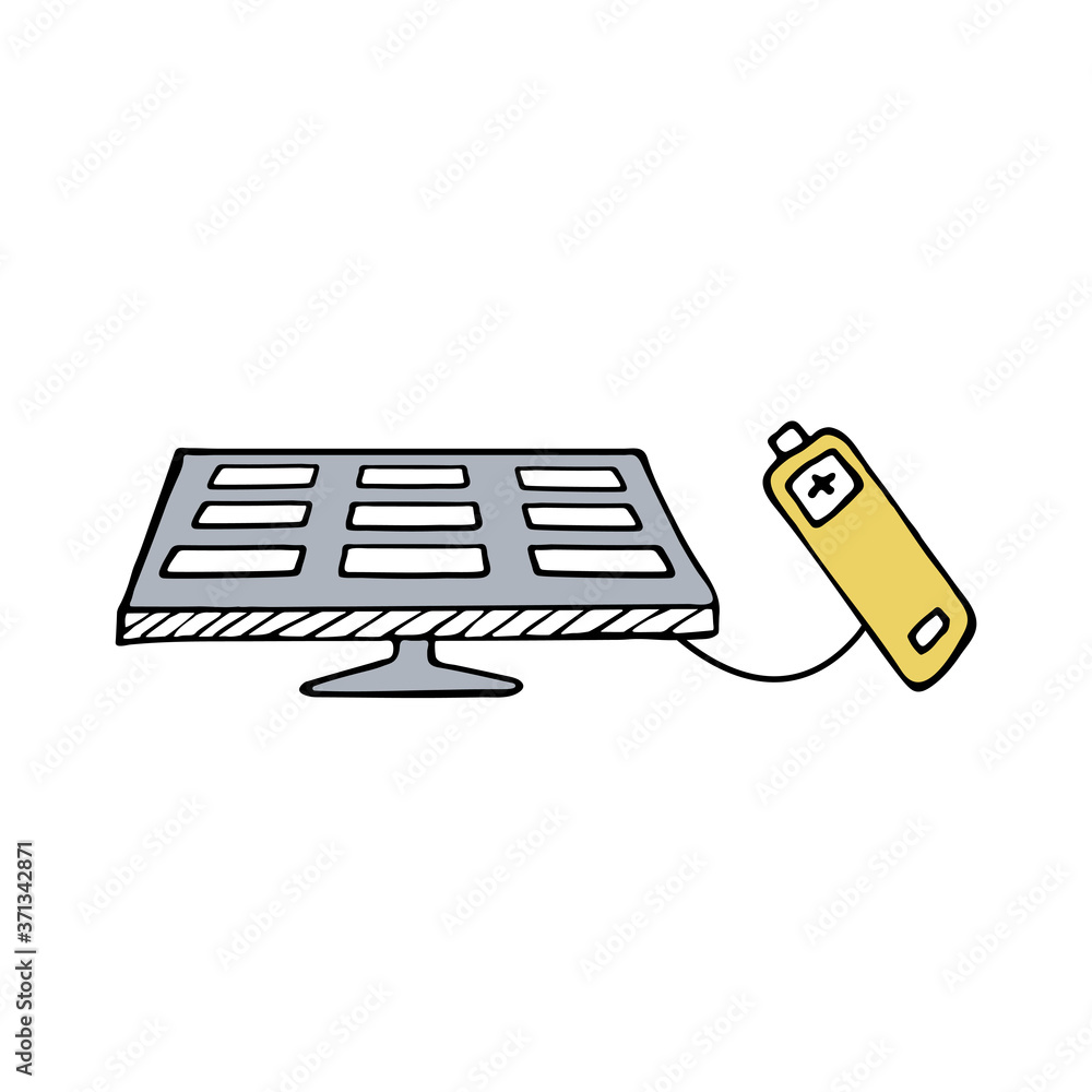 Solar Panel.Doodle Solar Panel Icon. Solar panel vector sketch icon ...