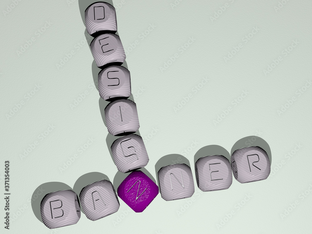 banner design crossword of dice letters in color - 3D illustration for ...