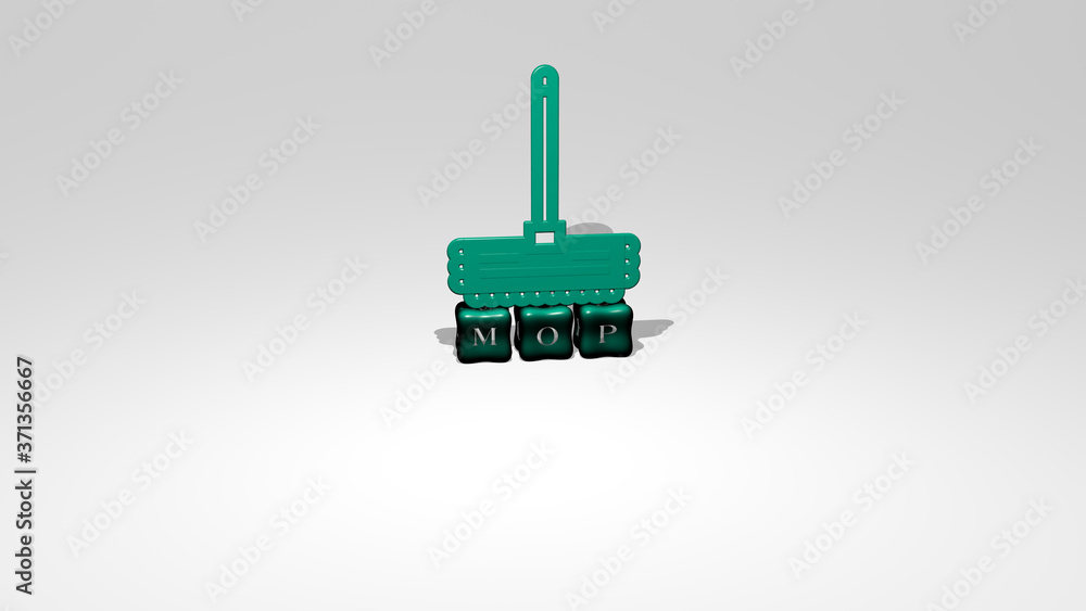 MOP 3D icon object on text of cubic letters - 3D illustration for ...