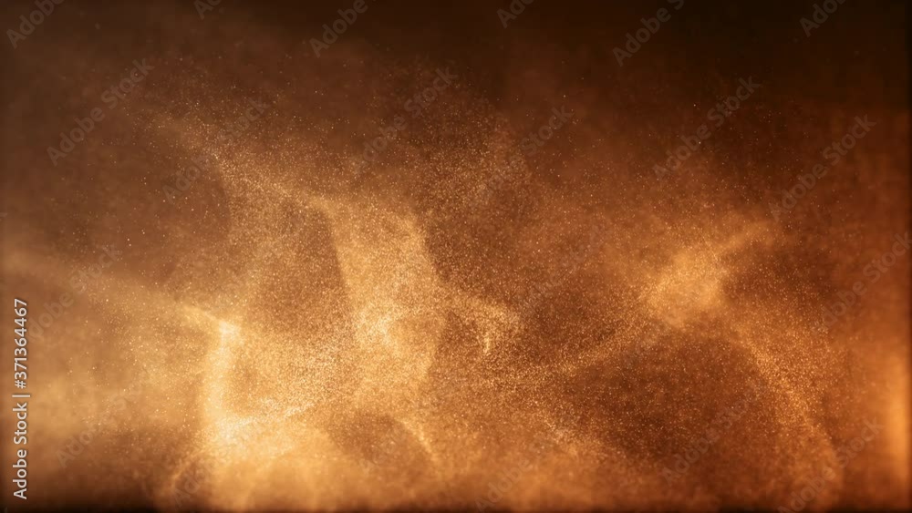 Gold color digital particles wave flow Or diffuse by the wind of the ...