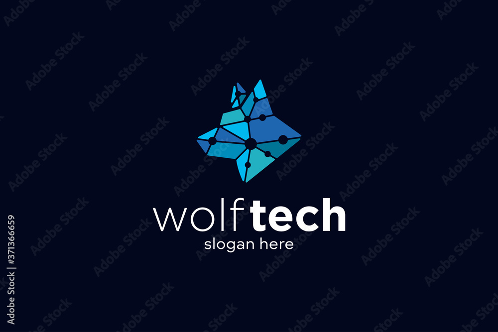 wolf tech logo design vector Stock Vector | Adobe Stock