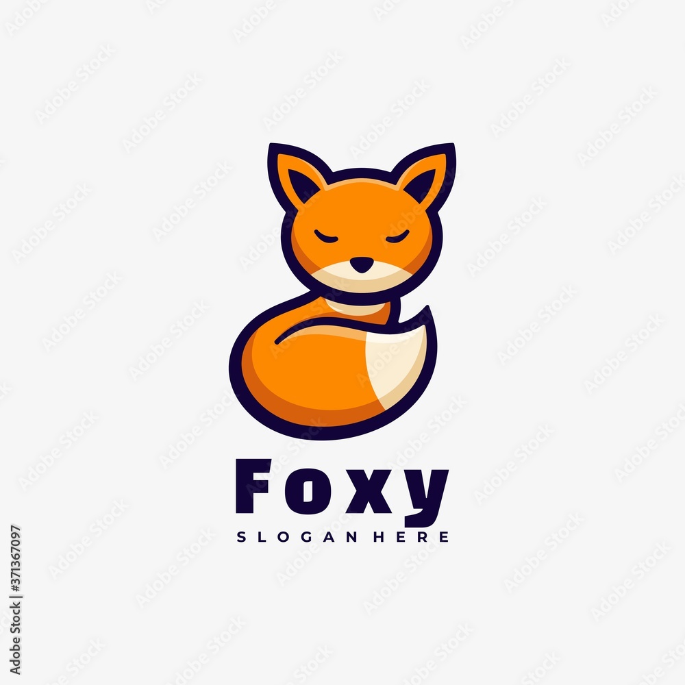 Vector Logo Illustration Foxy Simple Mascot Style. Stock Vector | Adobe ...