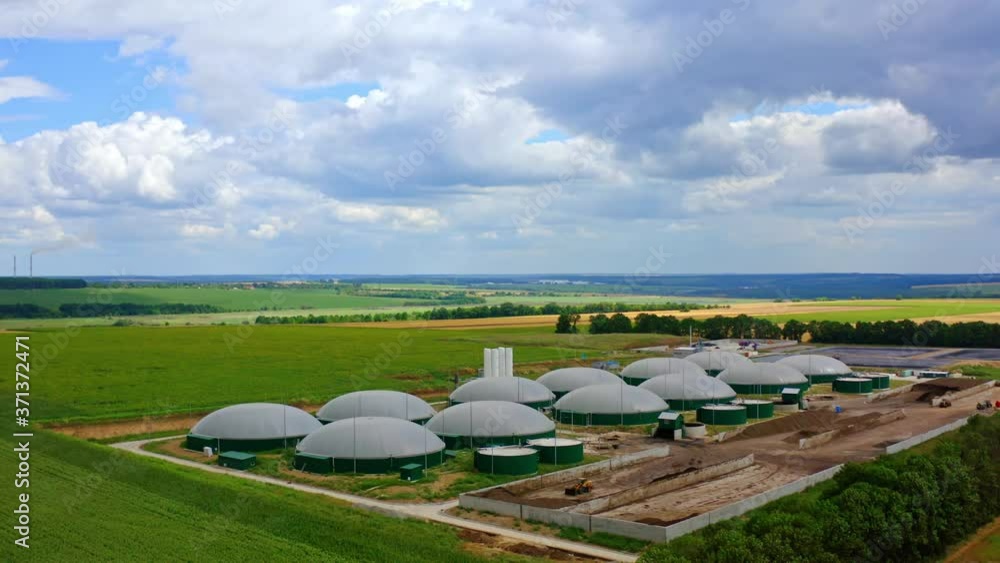 Biogas construction. Modern agriculture complex for biomass production ...